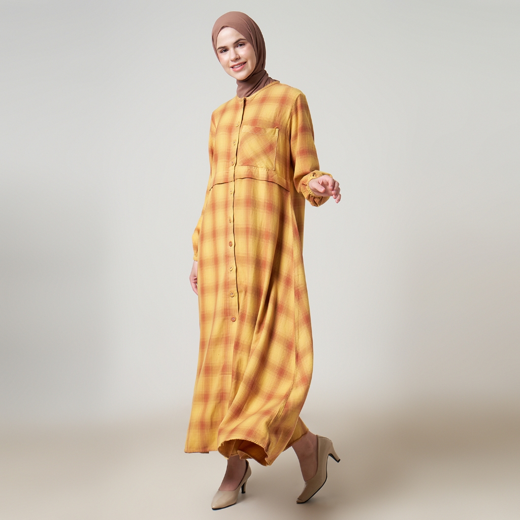 Jual Dhoby Ghout Izzie Gamis Premium Kuning | Dress Wanita Muslim Gamis ...