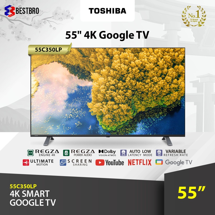 Jual Toshiba TV 55" UHD 4K Smart Google TV 55 Inch 55C350LP Dolby Atmos ...