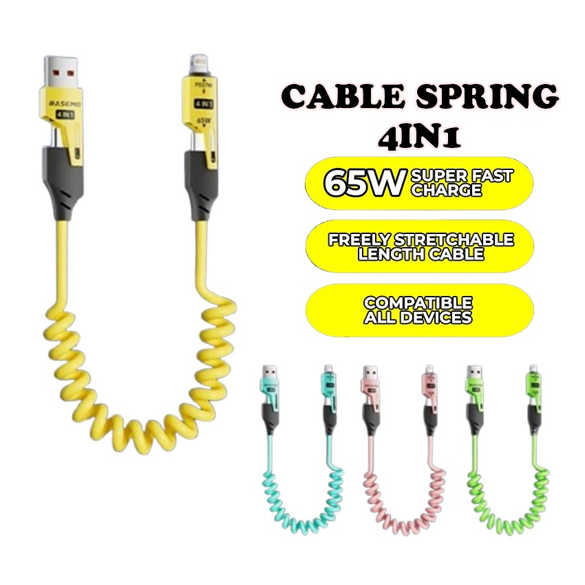 Jual RG KABEL DATA SPRING 4 in1 65W 6A Fast Quick Charging Kabel Data ...