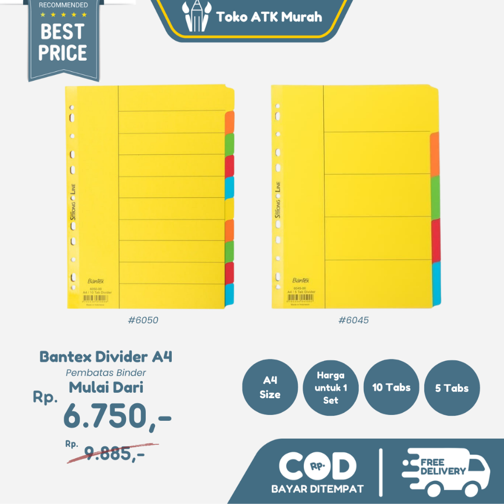 Jual Pembatas Bantex Cardboard Divider & Indexes A4 (5 pages) #6045 / A4 (10 pages) #6050 ...