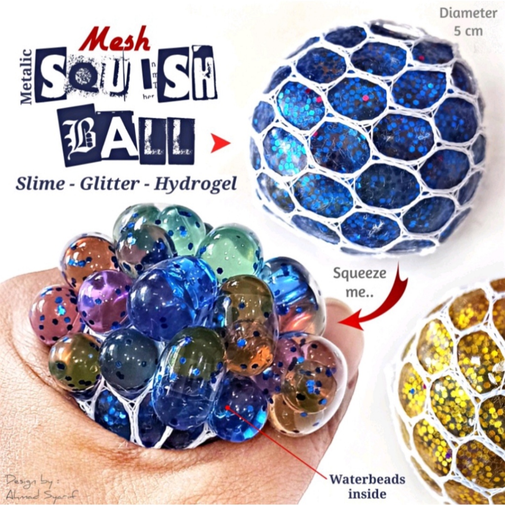 Jual Mesh Squish Ball Glitter Hydrogel Waterbead Mainan Anak | Shopee ...