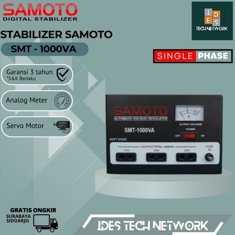 Jual Stabilizer Samoto SMT 1000VA Single Phase Servo Motor Stavolt ...