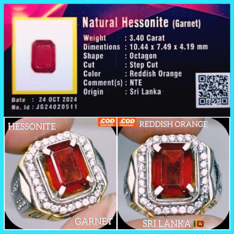 Jual NATURAL BATU CINCIN PERMATA HESSONITE GARNET (FREE MEMO) P106 ...