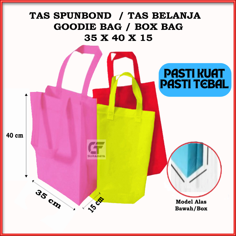 Jual Goodie Bag Jumbo 35x40x15 | Tas Spunbond Besar Standing Handle ...