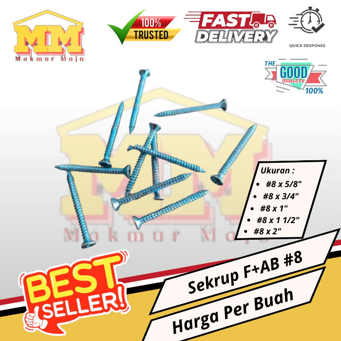 Jual Skrup Sekrup Scrup Tapping Putih F + AB Kepala 8mm - (Harga Per ...