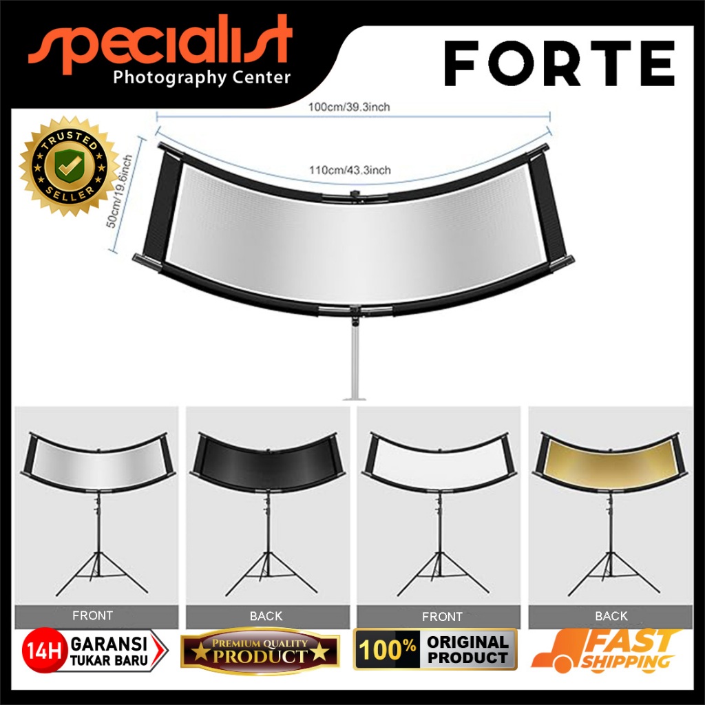 Jual FORTE U Curve Shape Reflector Diffuser 50 x 110 cm for Photography ...