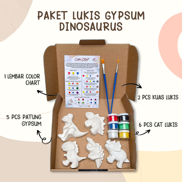 Jual Set 5 Pcs Dinosaurus Patung Lukis Gypsum Mewarnai Gypsum Painting ...