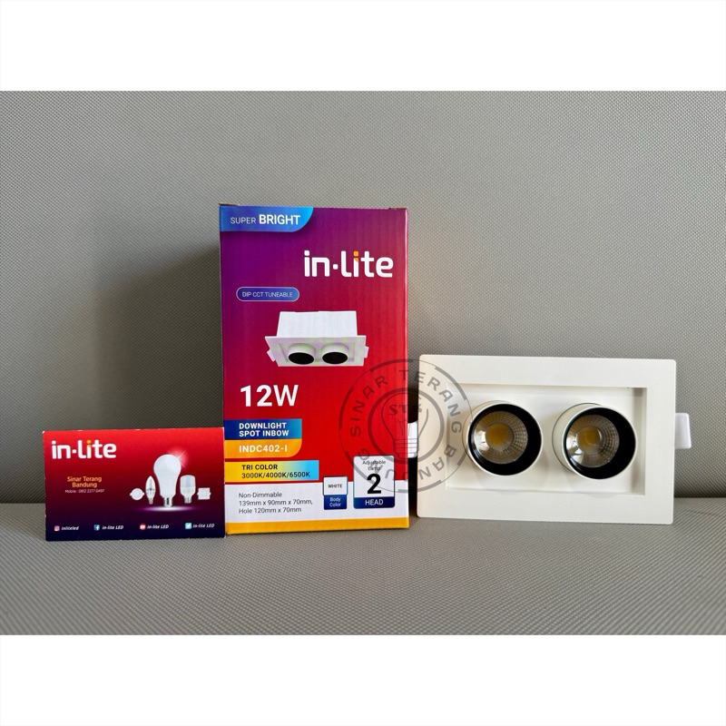 Jual LAMPU LED DOWNLIGHT SPOT INBOW ADJUSTABLE 2 KEPALA INLITE 12W 12 ...