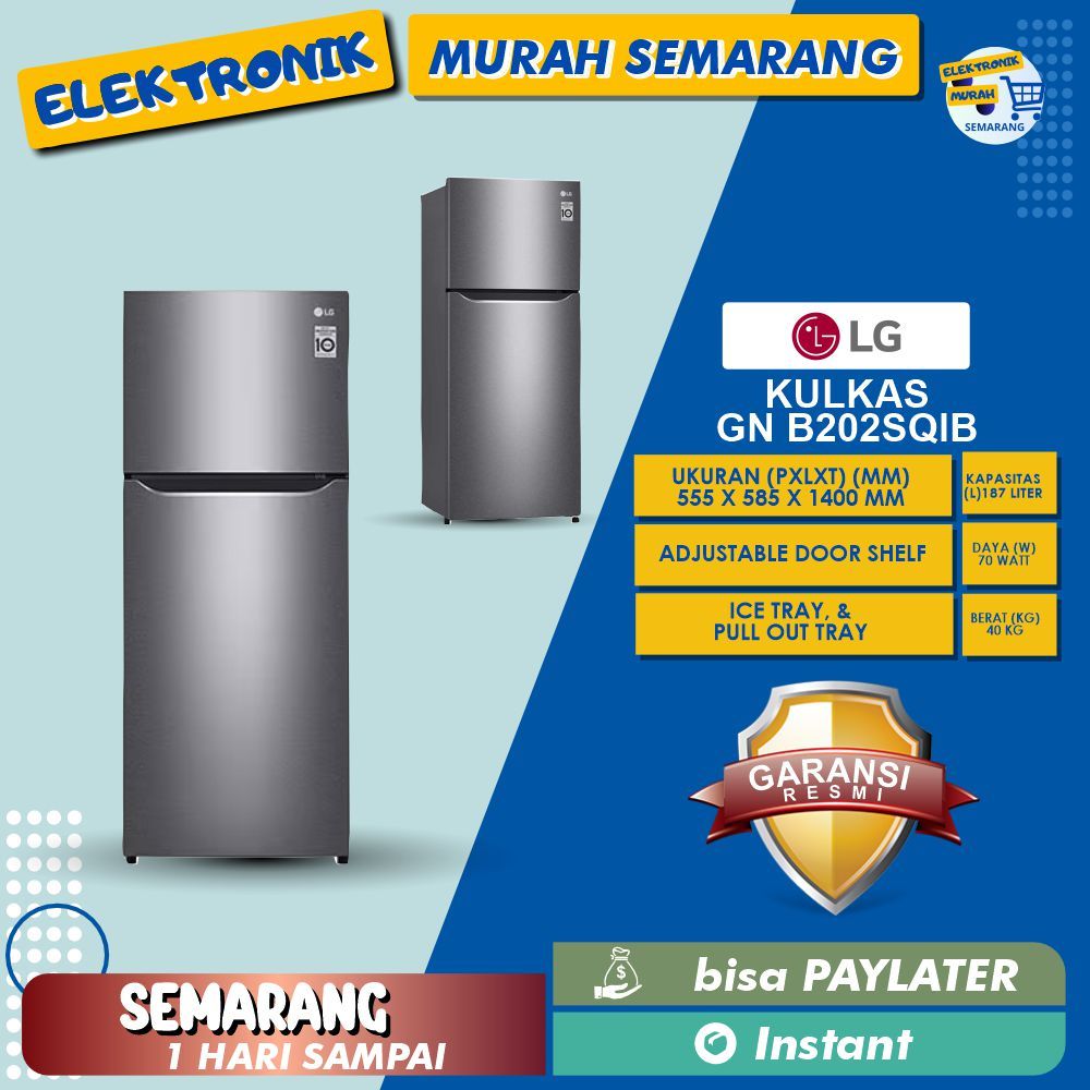 Jual LG Kulkas 2 Pintu 202 Liter Smart Inverter GN-B202SQIB 202SQIB ...
