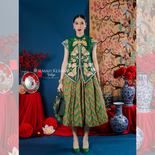 Jual Kebaya Bolero Butterfly Cheongsam Hijau Botol ( Hanya kebaya saja ...
