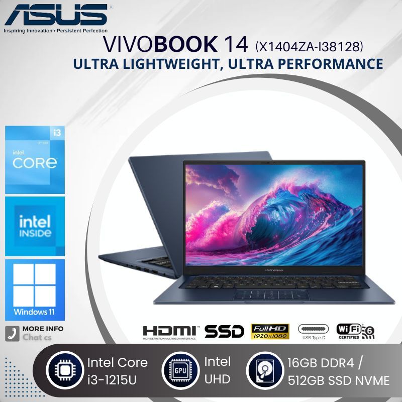 Jual Asus VivoBook X1404ZA - Intel i3-1215U - RAM 16GB - 512GB SSD NVme ...