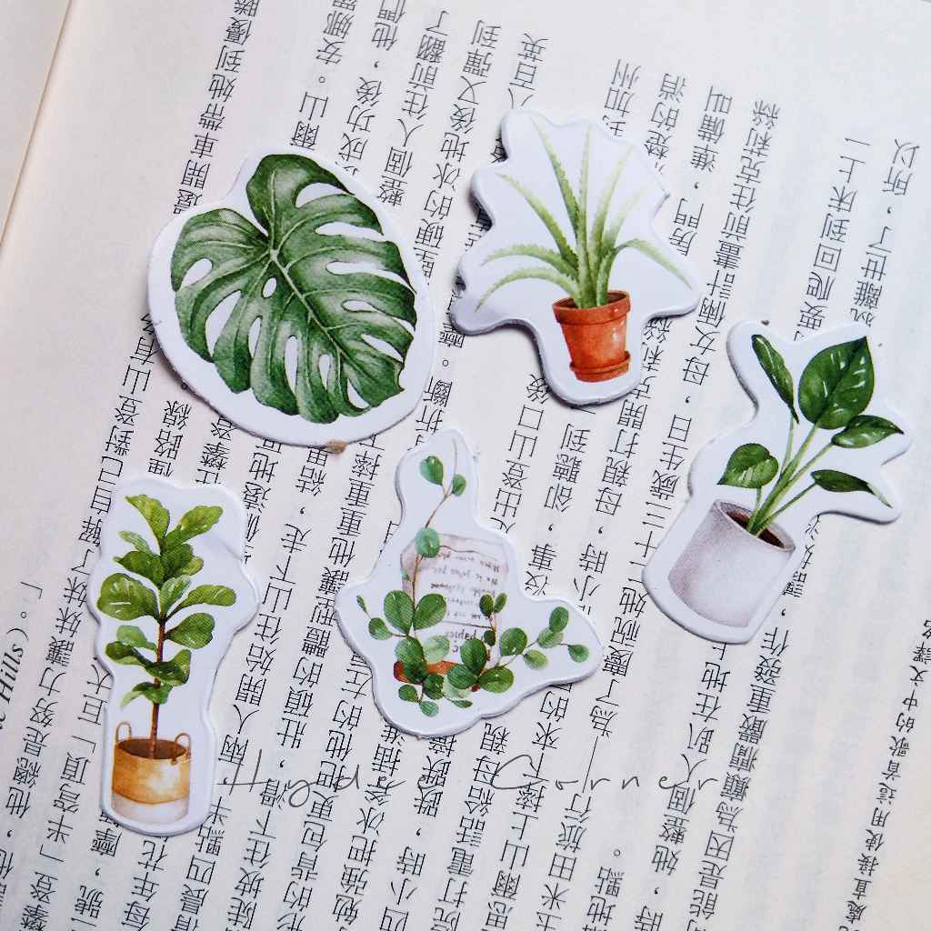 Jual Green plants aesthetic sticker for journaling scrapbooking ...