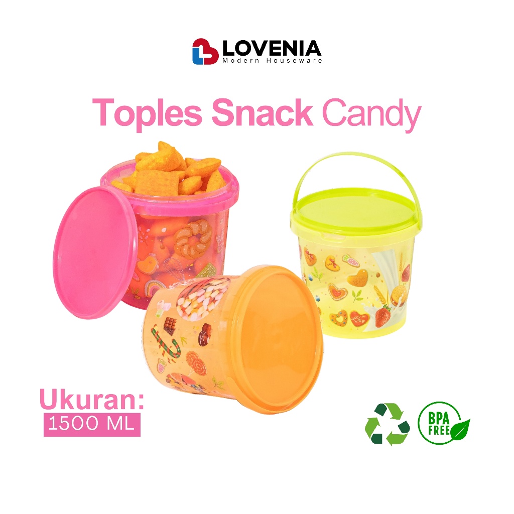 Jual LOVENIA CANDY Toples Permen Lucu 1500mL PLASTIK Transparan dengan ...