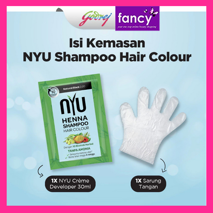 Jual NYU Henna Shampoo Hair Colour 2.00 Natural Black / 4.00 Natural ...