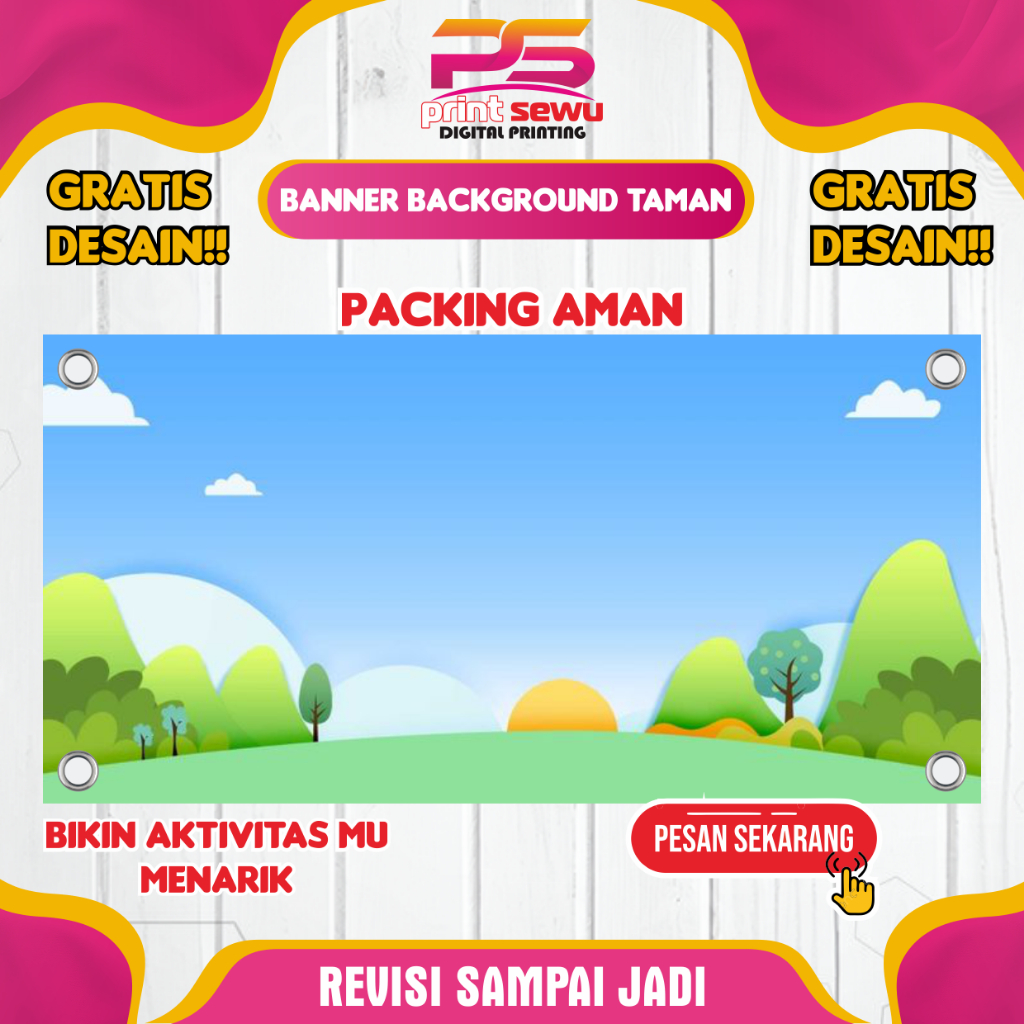 Jual CETAK BANNER SPANDUK BACKGROUND TAMAN TANPA TULISAN COSTUM ...