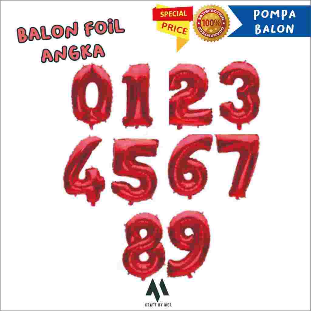 Jual Balon Foil Huruf Angka Merah 40cm SATUAN | Shopee Indonesia