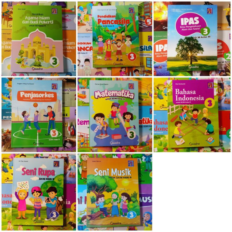 Jual Buku Paket Quadra Kelas 3 SD Kurikulum Merdeka Matematika, Bhs. Indonesia, IPAS, PKn ...