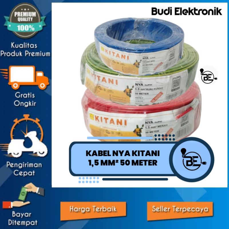 Jual KABEL LISTRIK KITANI NYA 1×1,5 50M/METER (KAWAT TUNGGAL) SNI ...