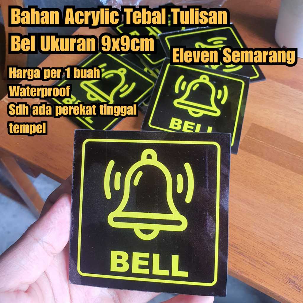 Jual 9x9cm tanda bel akrilik tekan bel sign board acrylic waterproof ...