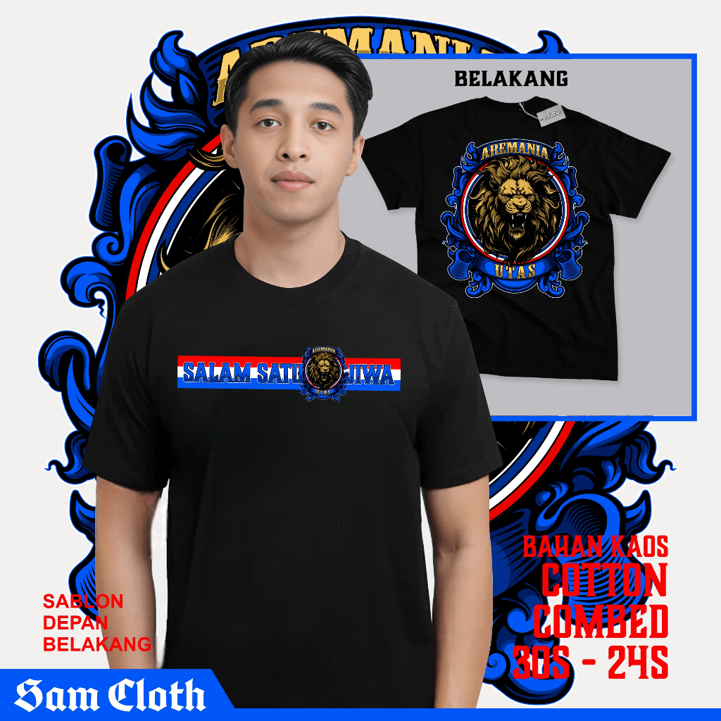Jual Kaos Arema Aremania Utas V2 ( Cotton Combed 24s ) | Shopee Indonesia