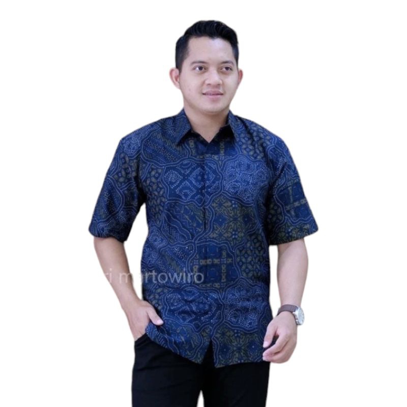 Jual MERAK BATU NAVY GREY Batik Pria Lengan Panjang Reguler Fit Keris ...