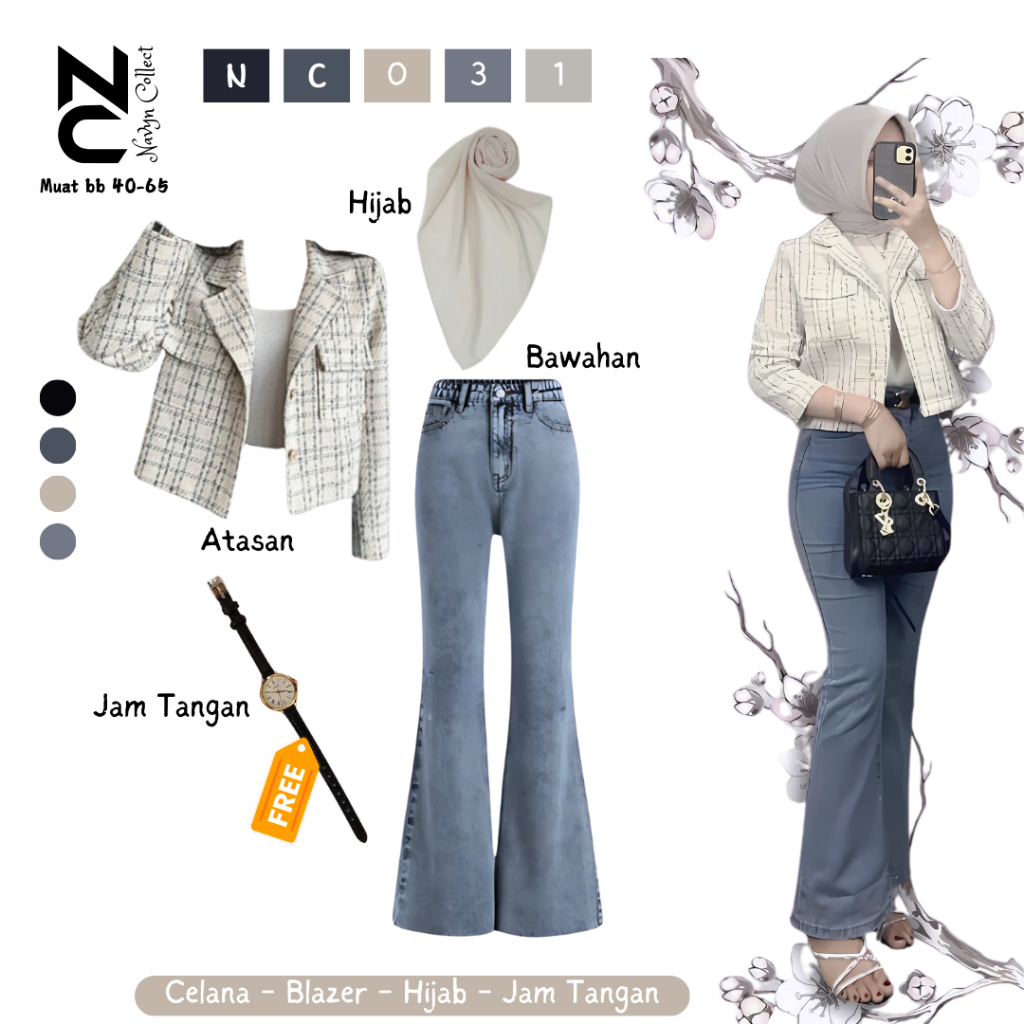 Jual Style Kekinian One set 3in1 ( Celana Jeans Cutbray + Blazer Wanita ...