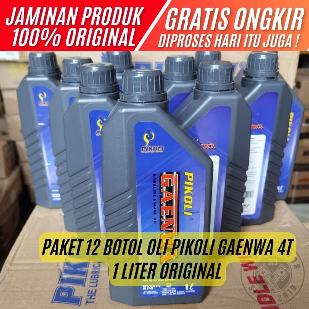 Jual PAKET 12 BOTOL Oli 1 Liter Pikoli Gaenwa API SL/CF SAE 10W40 ...