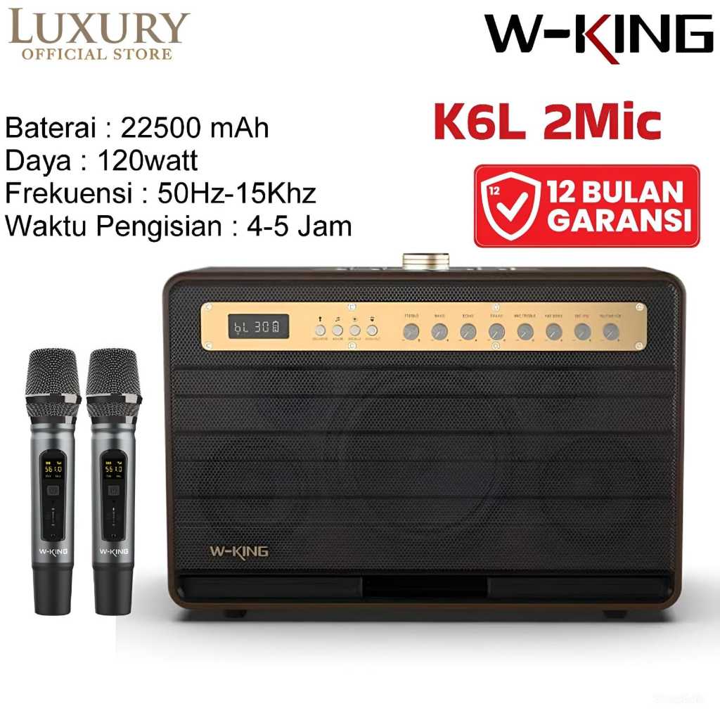 Jual Speaker Bluetooth Karaoke Mic Wireless WKING K6L 2 Mic Portable ...