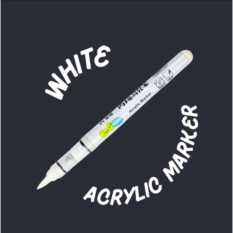 Jual GRASP Brush Pen Acrylic Marker White Penebal Crayon Warna Putih ...
