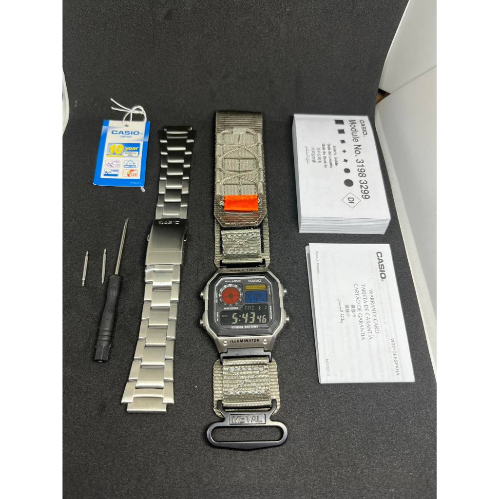 Jual Modified jam tangan pria Casio AE-1200, colorful polarised LCD ...