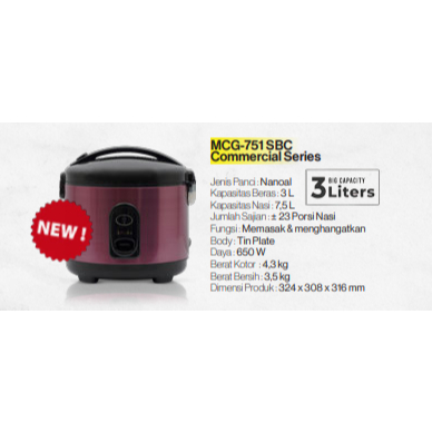 Jual MEGIC COM MIYAKO MCG 751 SBC / RICE COOKER MCG-751 SBC / 751SBC 3 ...