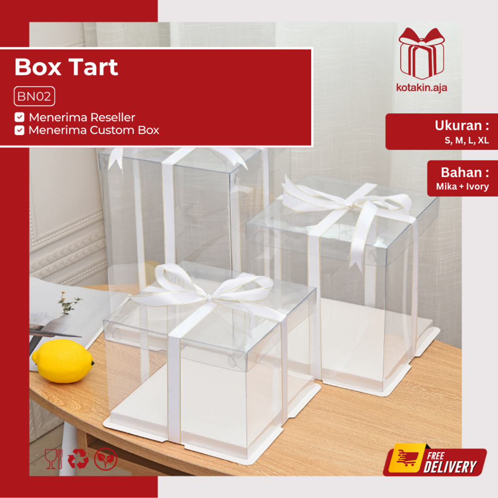 Jual Kotak kado transparan / Box mika transparan / Box Kue Mika / Box ...