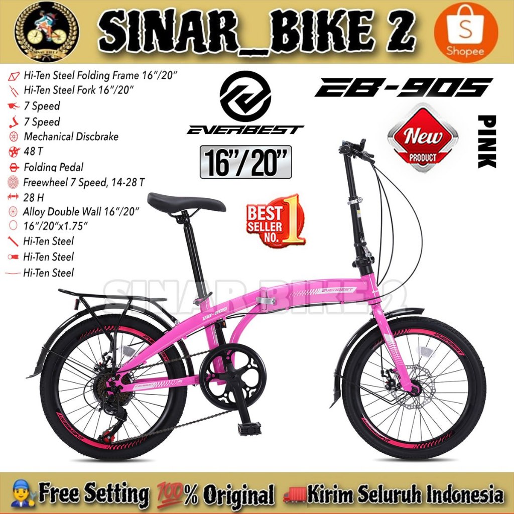 Jual Sepeda Lipat Remaja Dewasa EVERBEST EB 905 Ukuran 16 dan 20 Inch ...