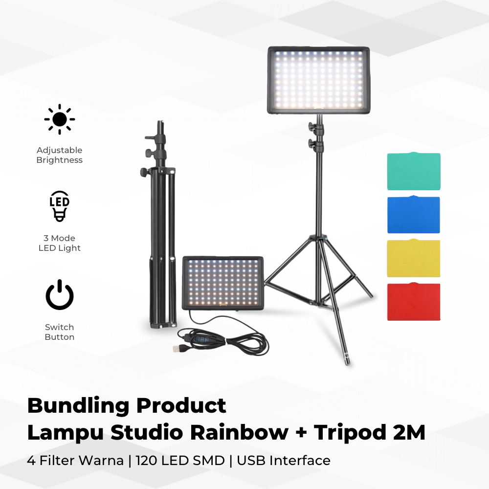 Jual Paket Hemat Lampu Kamera Selfie Lampu Studio LED Rainbow Colo Lampu Foto Livestreaming ...
