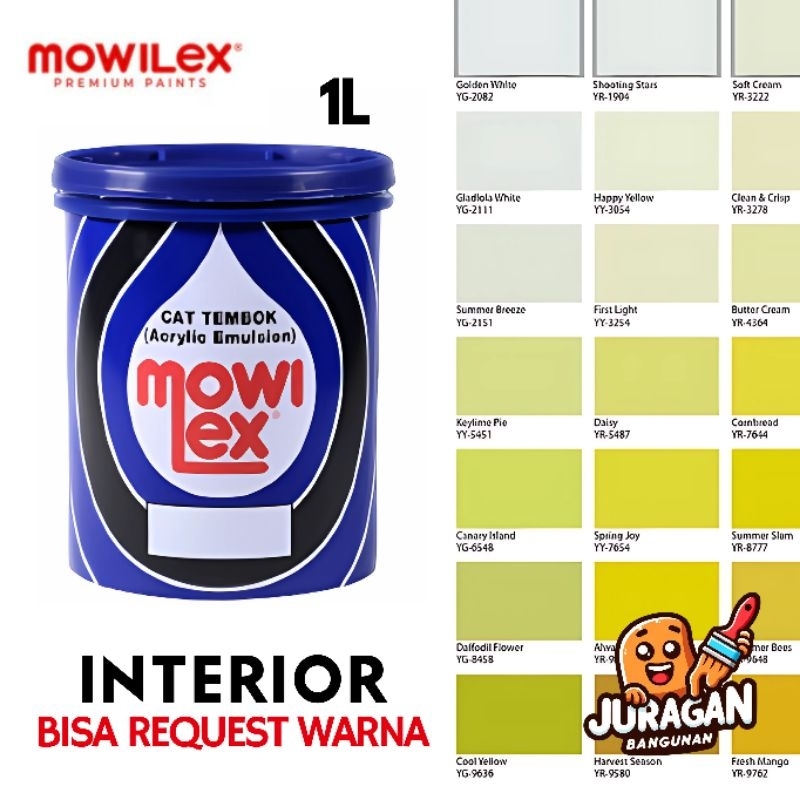 Jual MOWILEX Cat Tembok Acrylic Emulsion Interior E100 PUTIH 1L Bisa ...