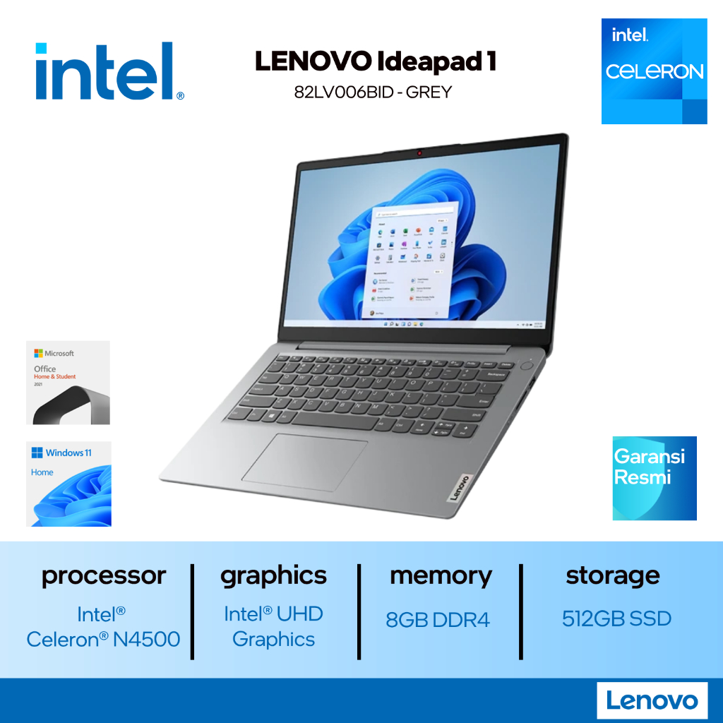 Jual Lenovo IdeaPad 1 IP1 14IJL7 82LV006BID [Intel N4500/INTEL UHD/8GB ... Jual Lenovo IdeaPad 1 IP1 14IJL7 82LV006BID [Intel N4500/INTEL UHD/8GB ...
