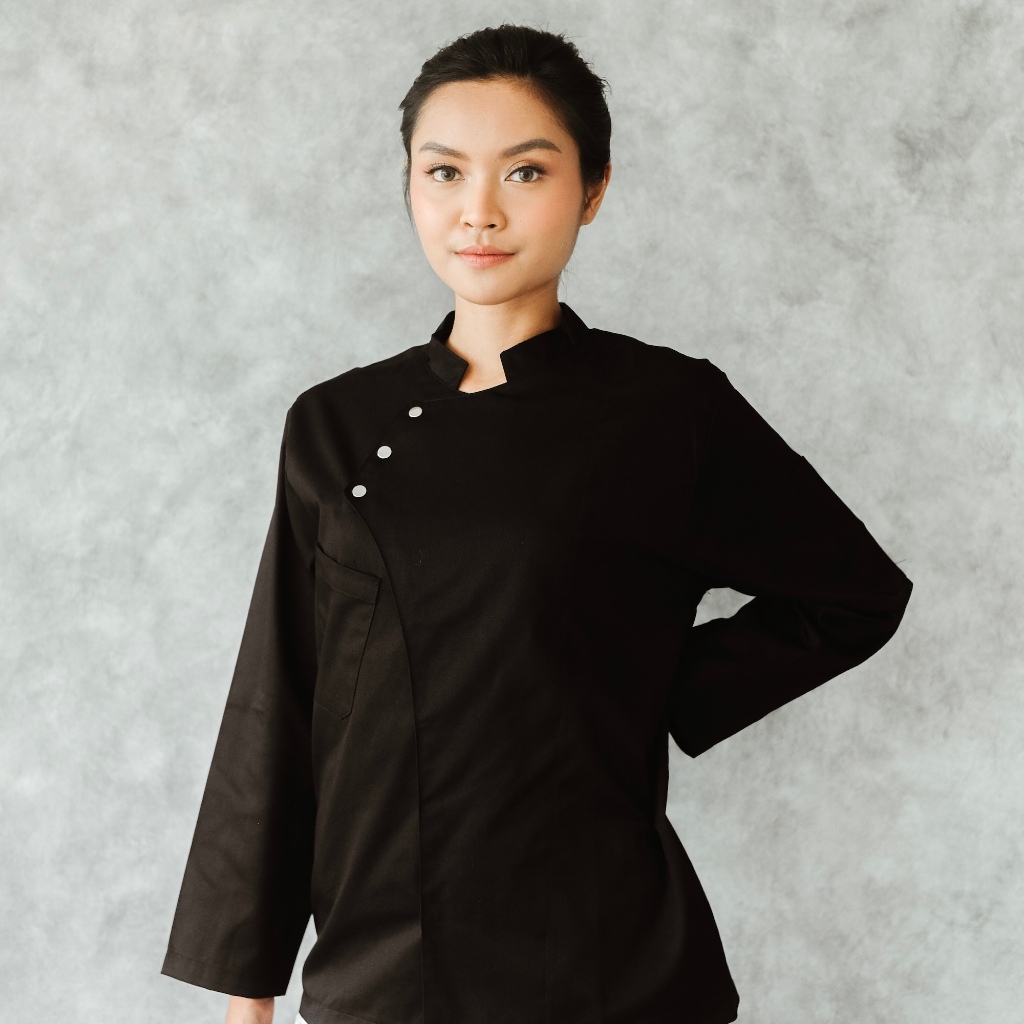 Jual Chef Series Chrome Snap Series Tangan Panjang Baju Koki - Hitam ...