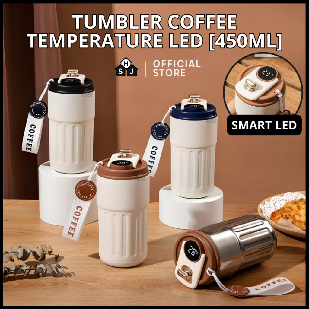 Jual Tumbler Minum Kopi Aesthetic Smart LED 450ml Stainless Steel SUS316 Tumbler Vacuumm ...