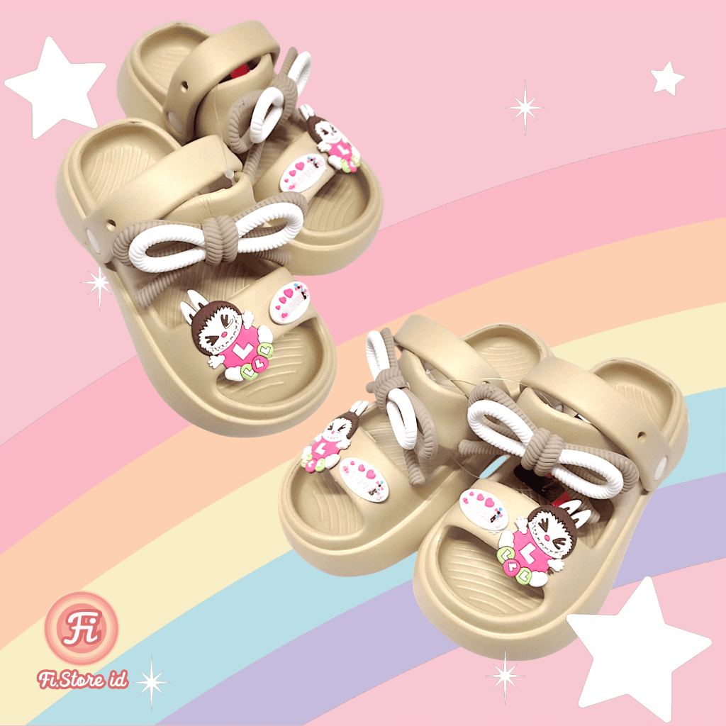 Jual Sandal Slop Anak Perempuan Karakter Labubu Pita (Krem) By Fi.Store ...