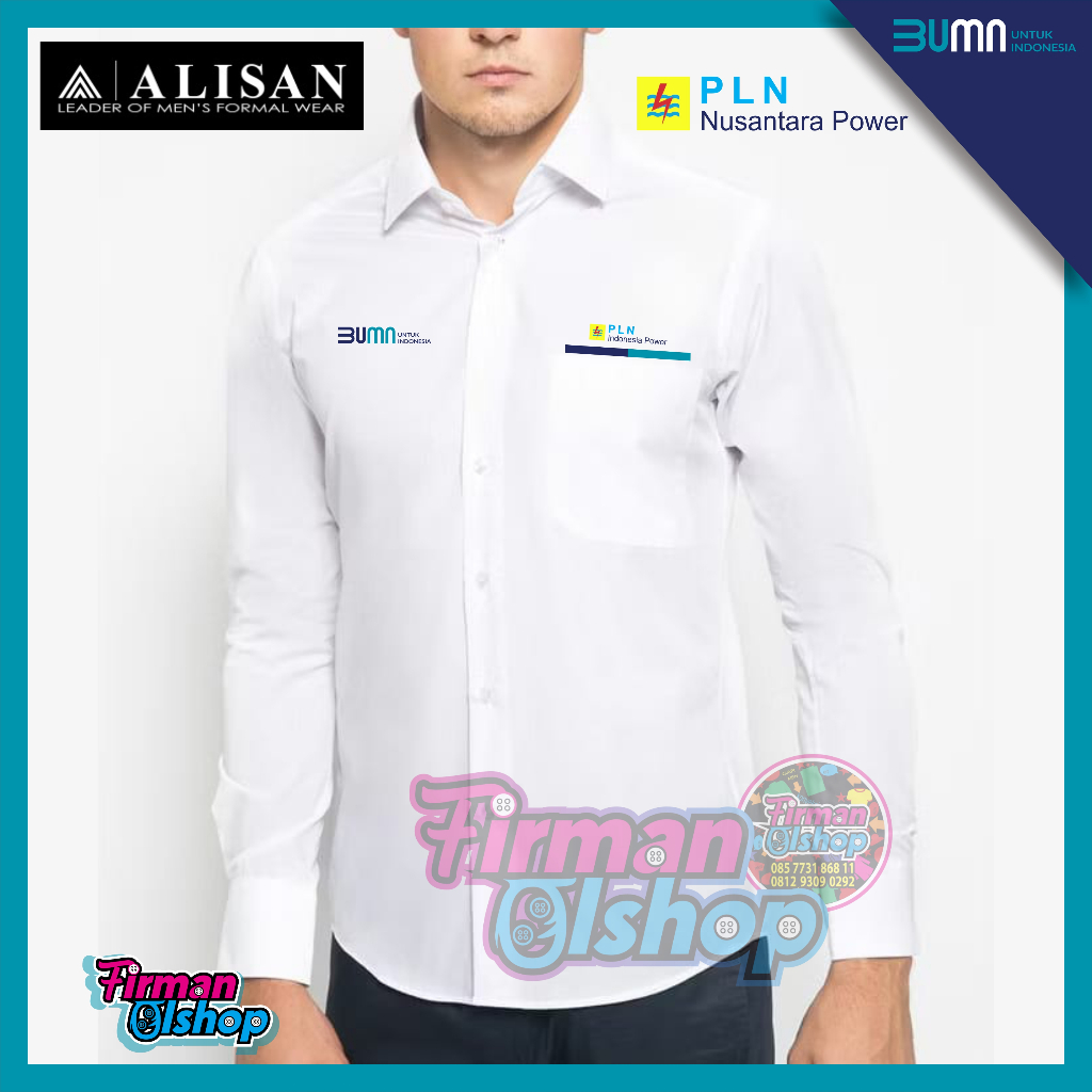 Jual Alisan Kemeja Seragam BUMN PLN Nusantara Power Putih Panjang ...