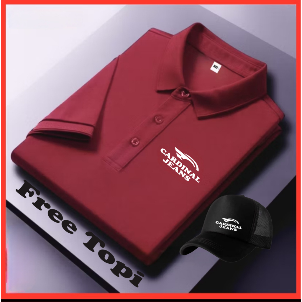 Jual ( Free Topi ) Polo Cardinal Jens Logo Putih Lengan Pendek Kerah ...