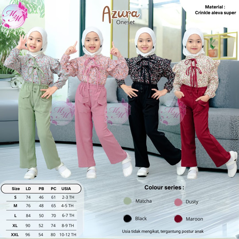 Jual Azura Oneset Setelan Baju Anak Blus dan Celana Usia 2 sampai 12 ...