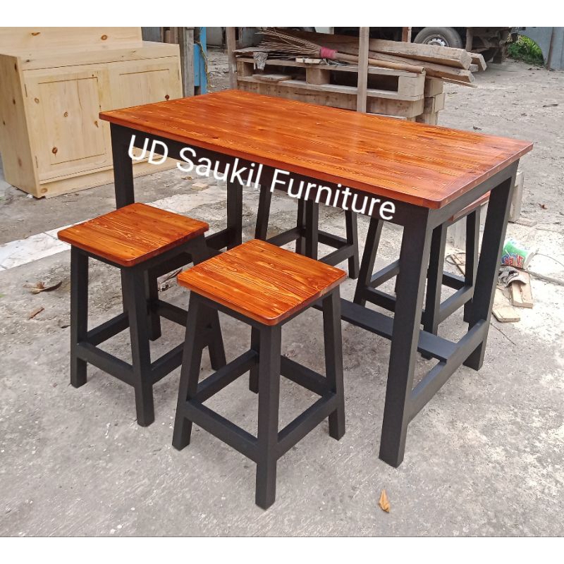 Jual 1 set meja makan buat cafe atau resto kayu jati belanda | Shopee Indonesia