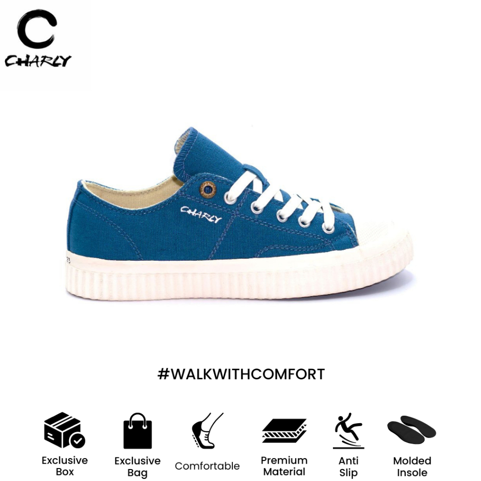 Jual Sepatu Sneakers Pria/Wanita Charly Shoes Basic Saga Low Cut Dark ...