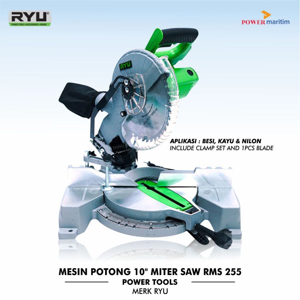 Jual Mesin Miter Saw 10 Inch Merk RYU Type RMS 255 Potong Besi ...