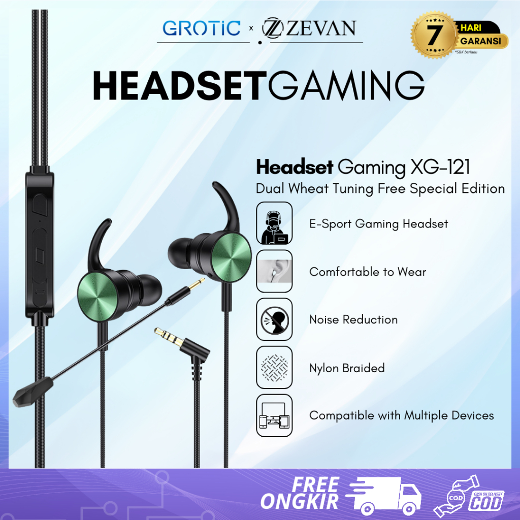 Jual GROTIC Headset Gaming X121 Dual Wheat Tuning Splitter Ravego ...