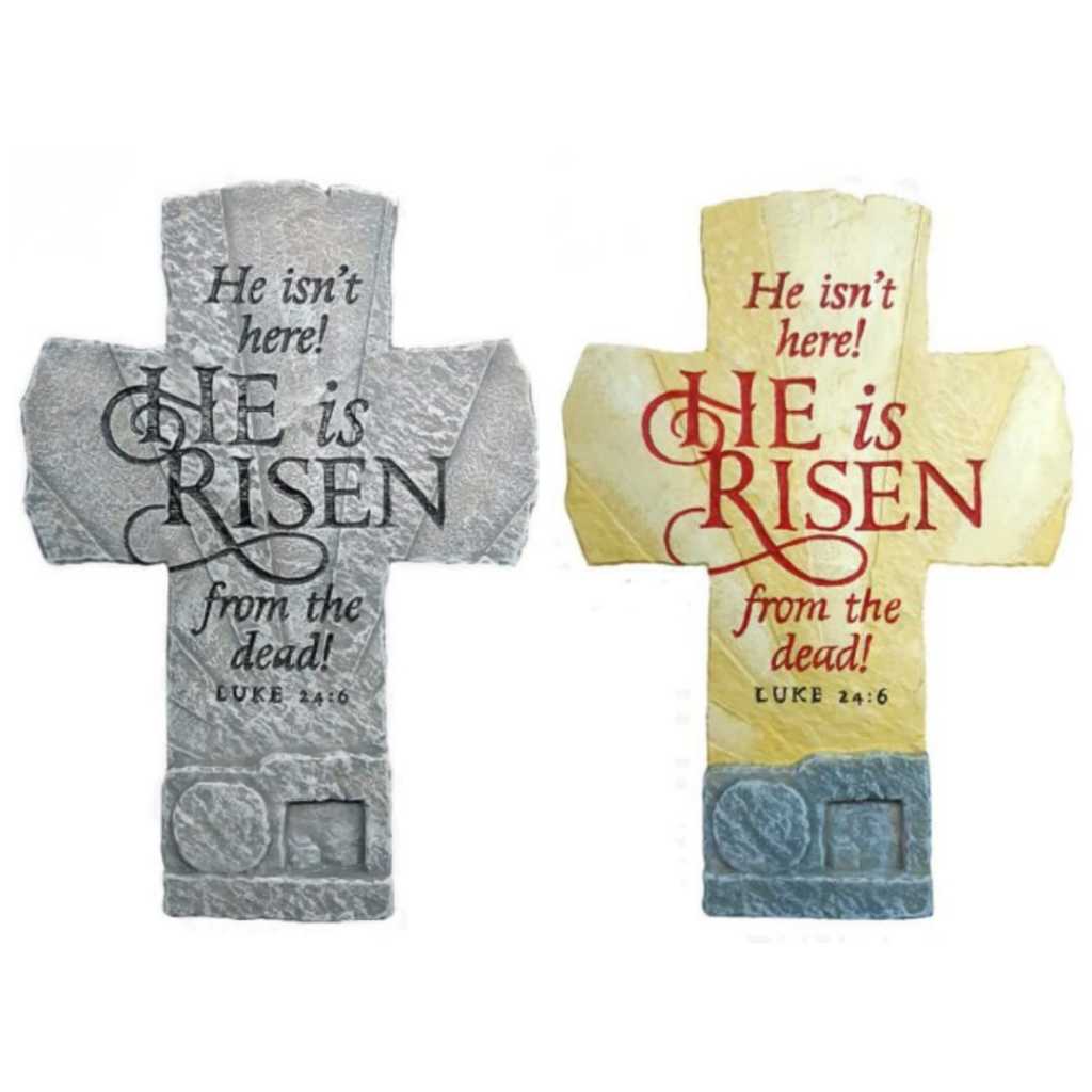 Jual Pajangan Salib Gantung He is Risen 22cm salib Dinding salib Ukiran ...