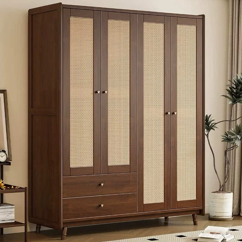 Jual Almari Minimalis Modern Kayu Jati Kombinasi Rotan Alami | Shopee ...