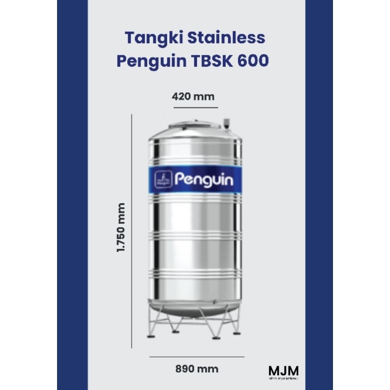 Jual Tangki Air Stainless Penguin TBSK 600 1000 1500 Toren Air Penguin ...