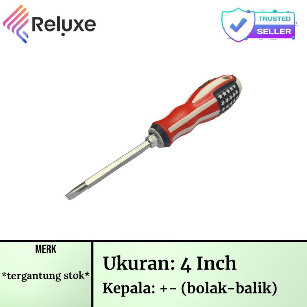 Jual Obeng Bolak Balik / Dua Arah Kepala Plus-Min Model USA Ukuran 4 ...